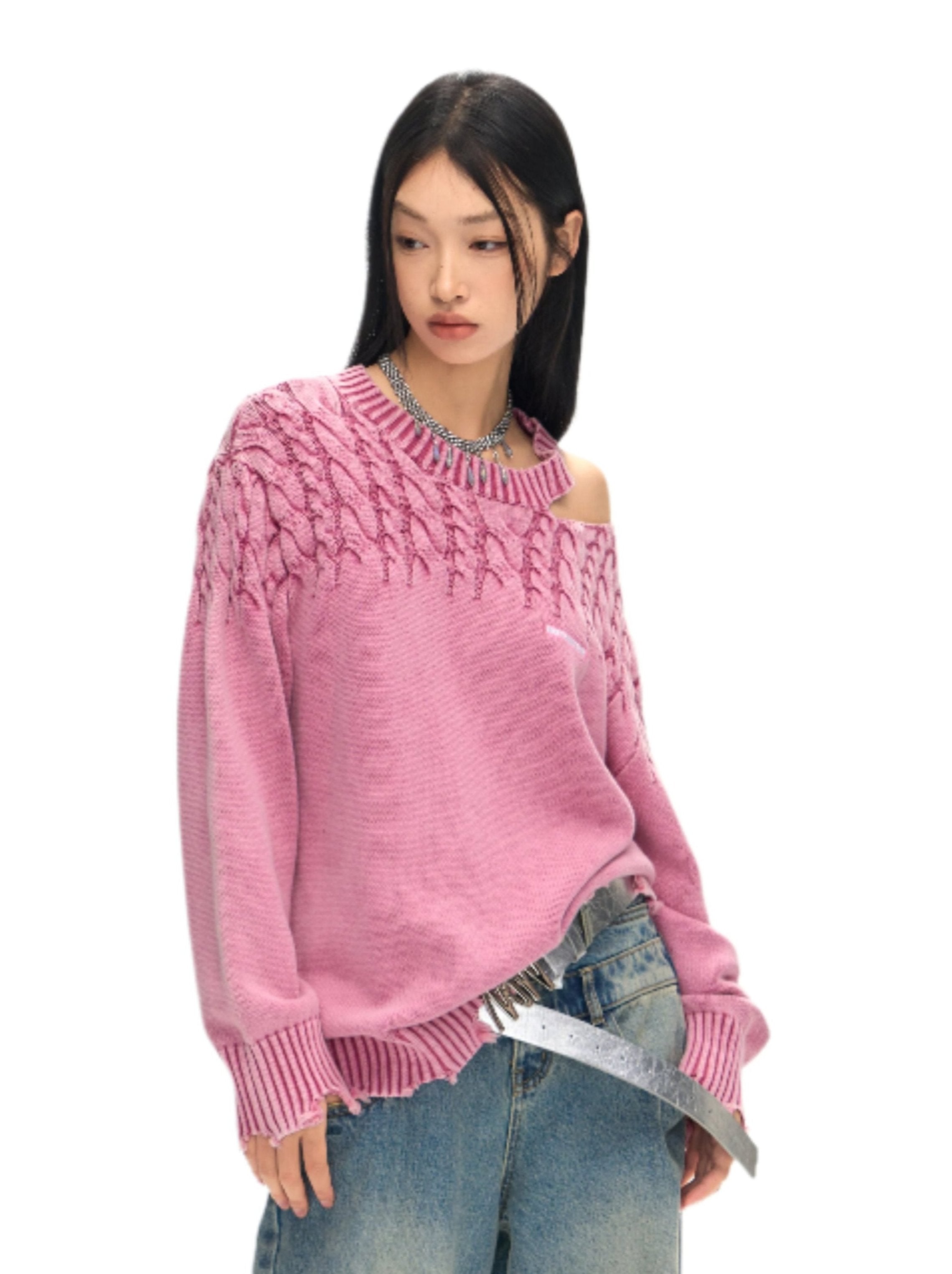 Trackless Train Washed Color Cut Out Sweater – NAWS